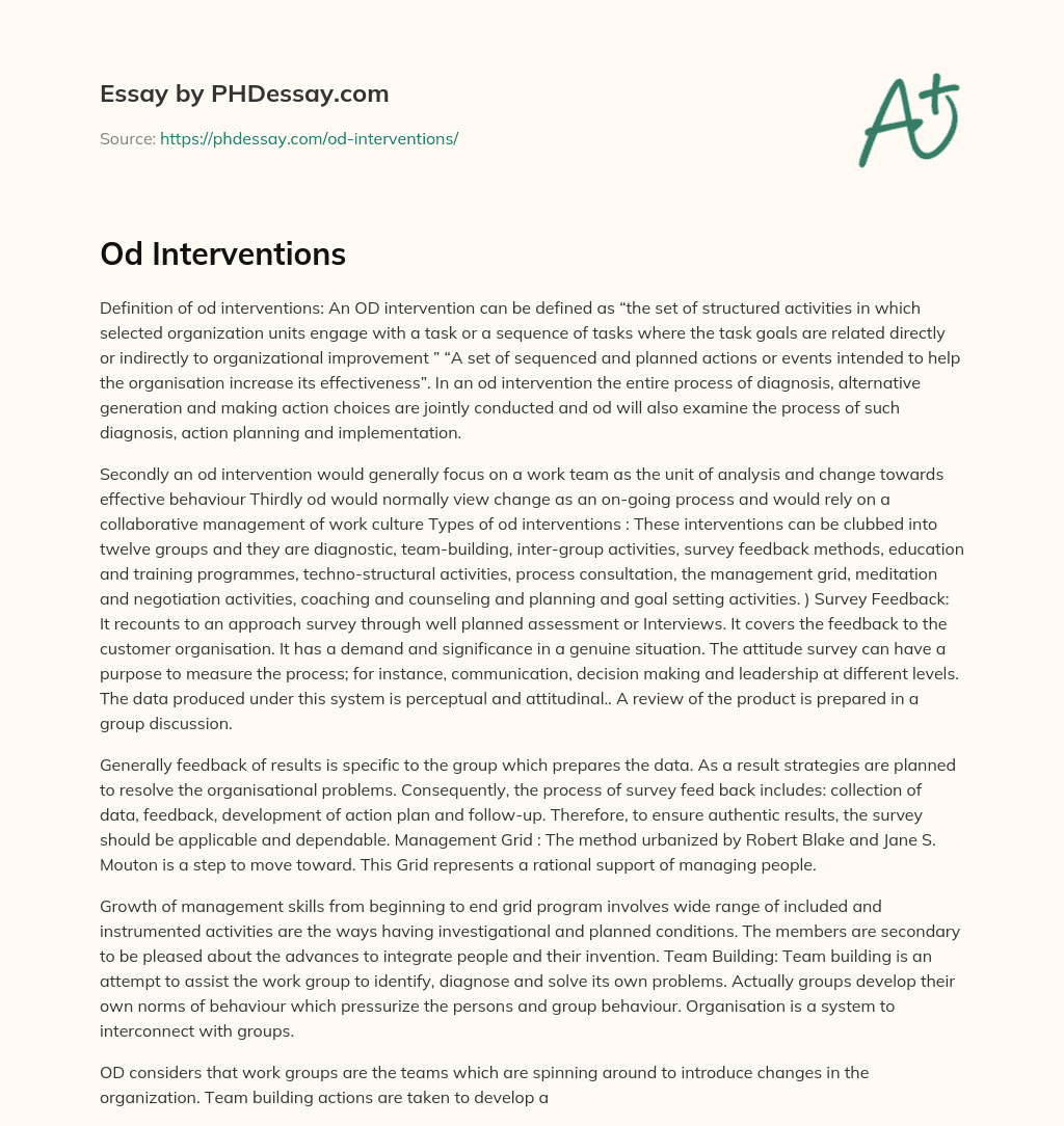 Od Interventions - PHDessay.com