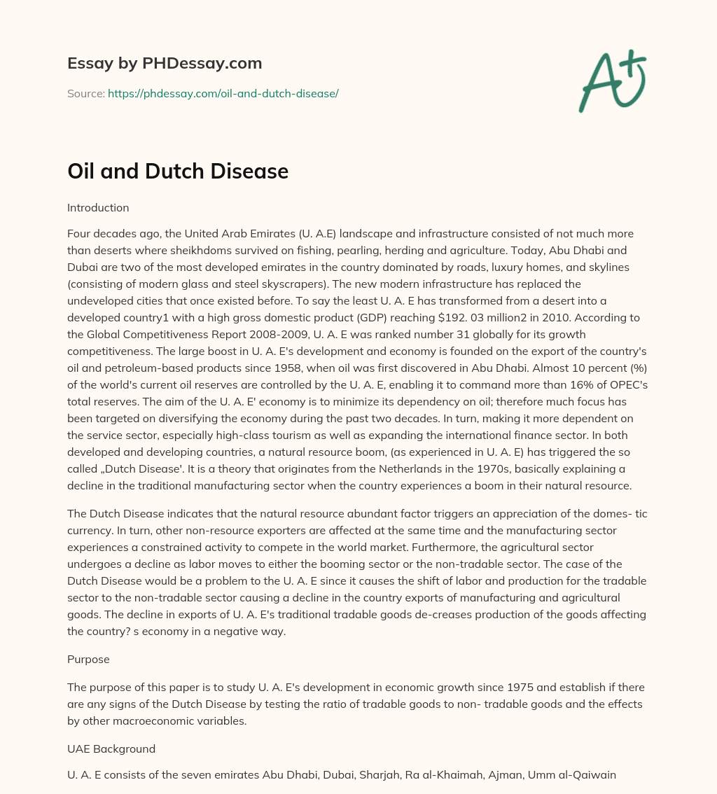 Oil and Dutch Disease - PHDessay.com