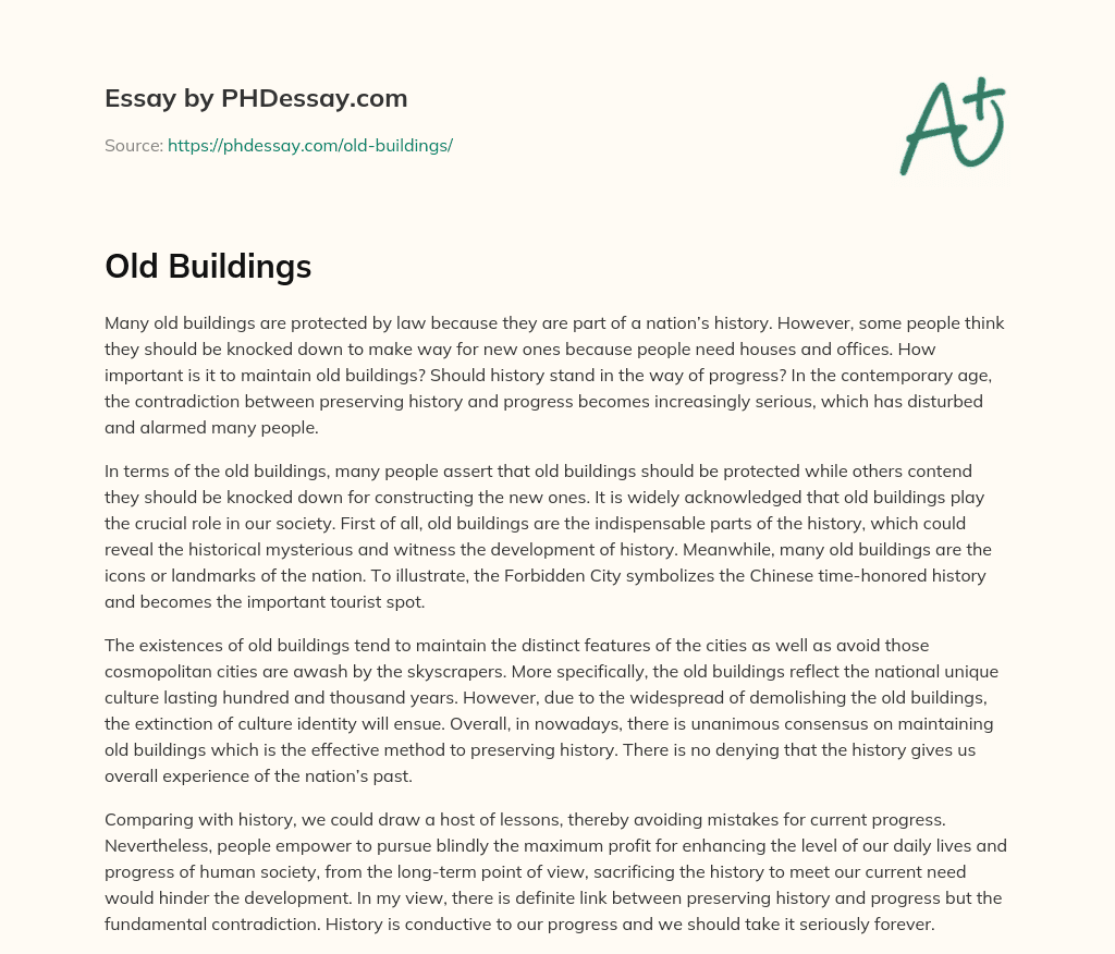 Old Buildings (300 Words) - PHDessay.com