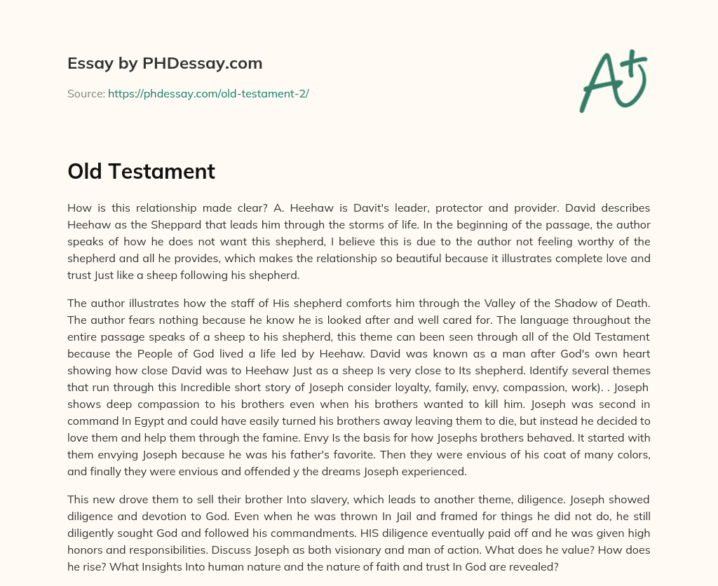 Old Testament (400 Words) - PHDessay.com