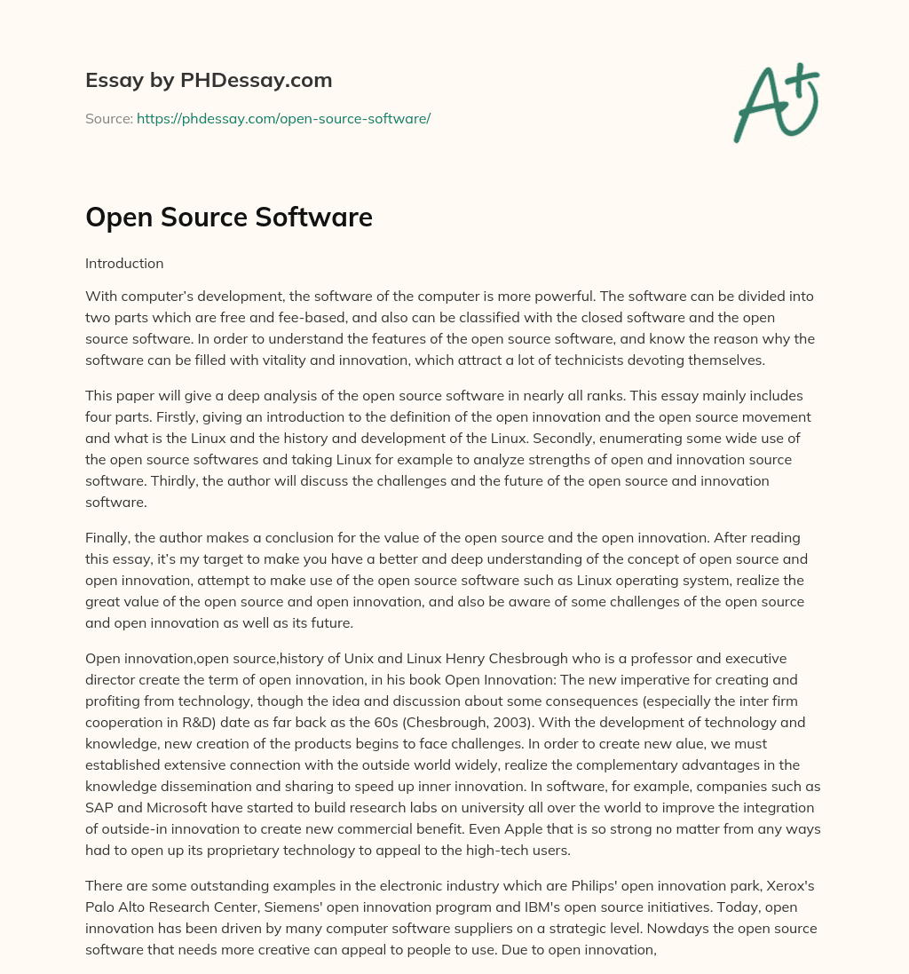 Open Source Software - PHDessay.com
