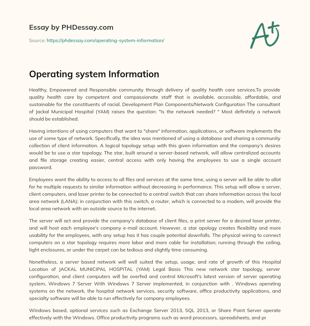 Operating system Information - PHDessay.com