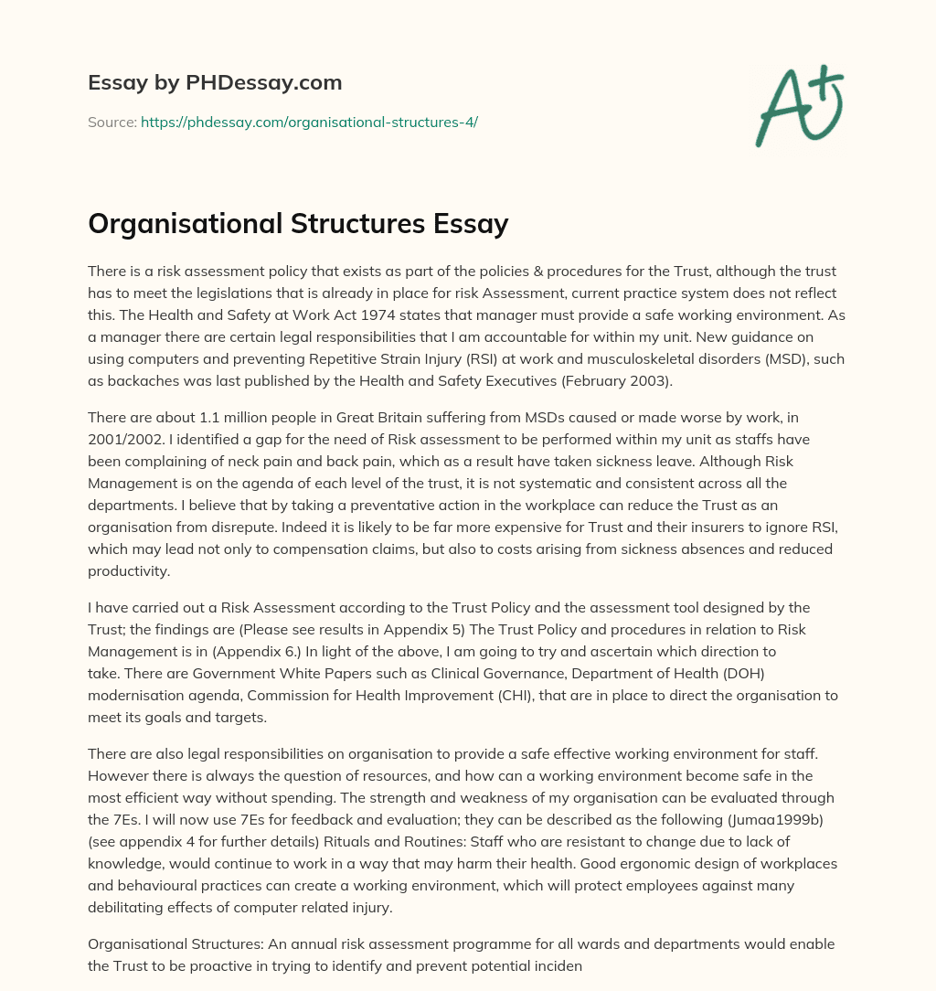 Organisational Structures Essay - PHDessay.com