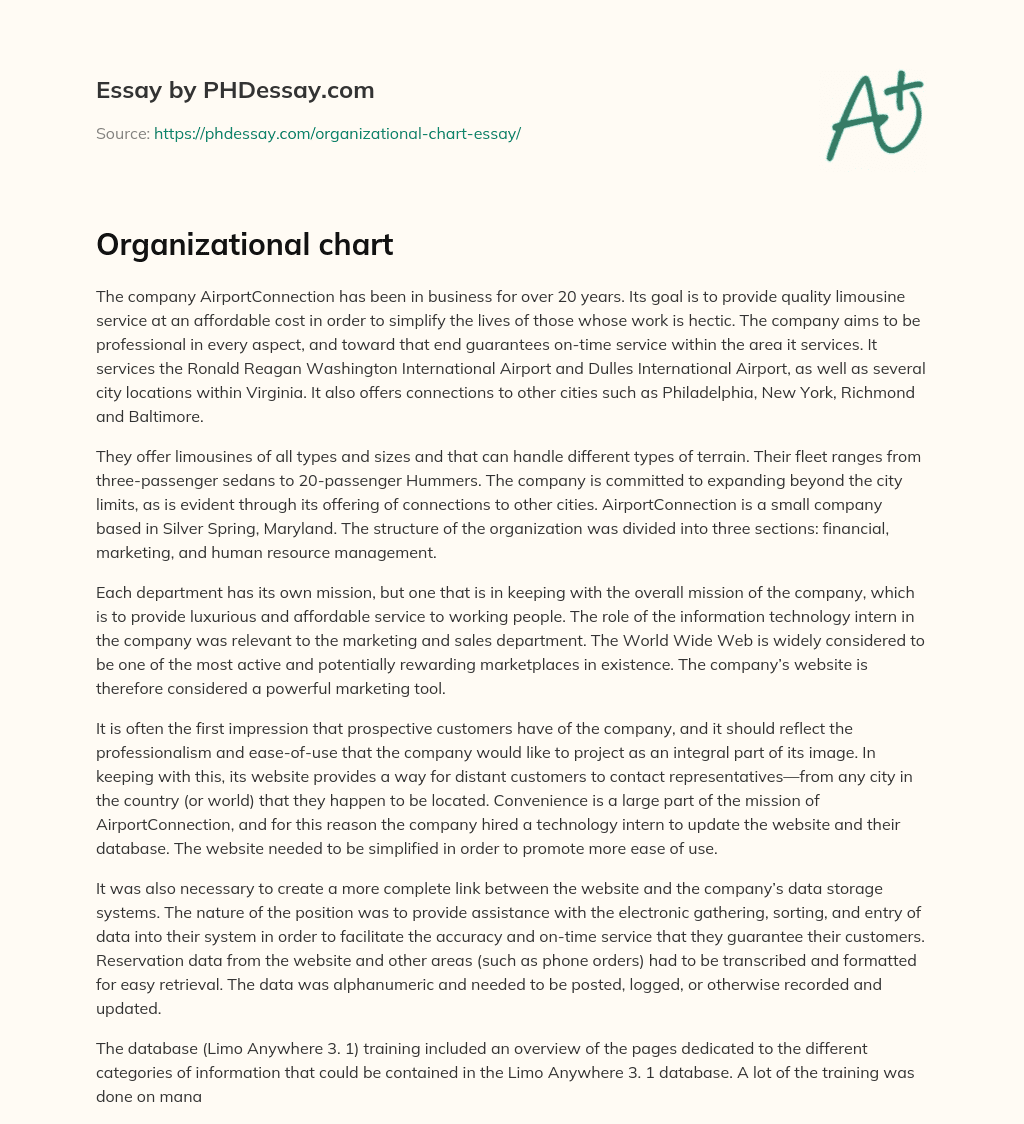 Organizational chart - PHDessay.com