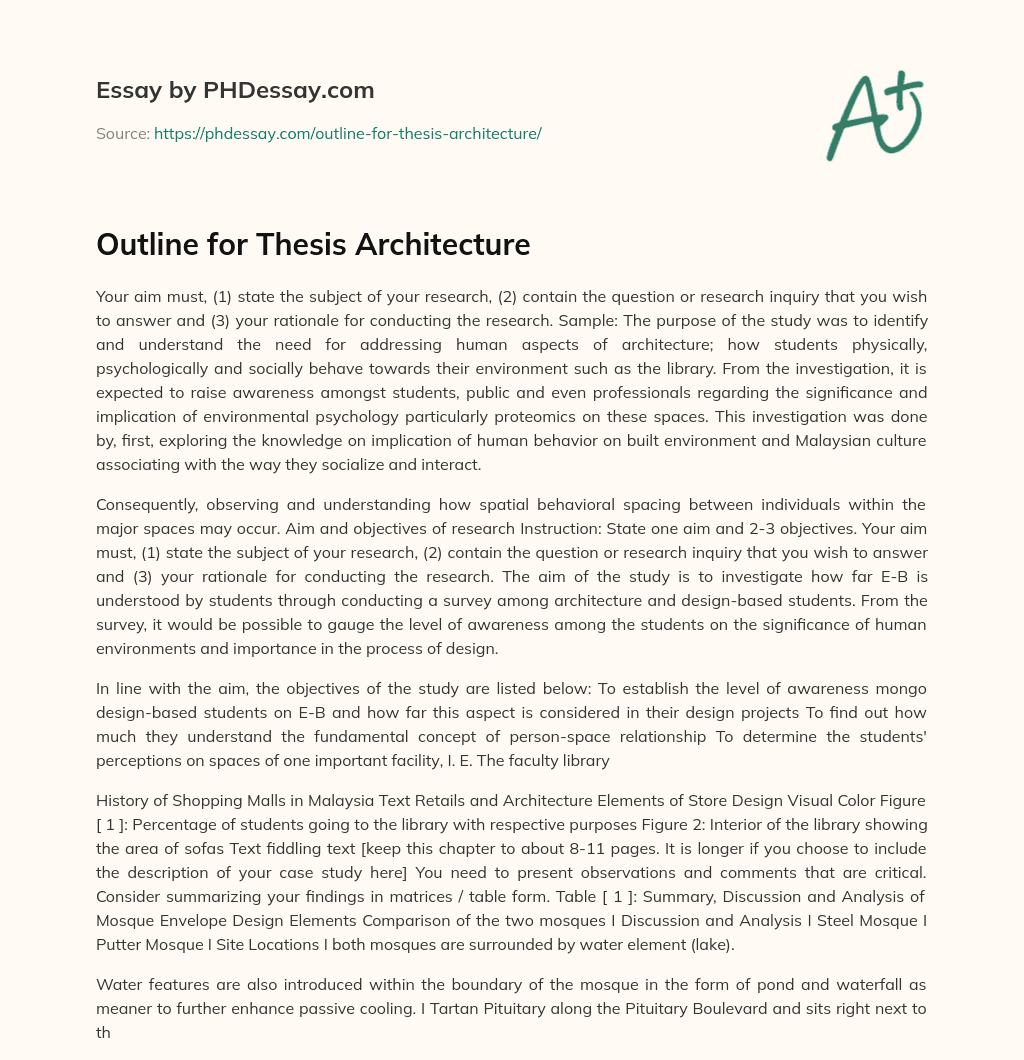 Outline for Thesis Architecture - PHDessay.com