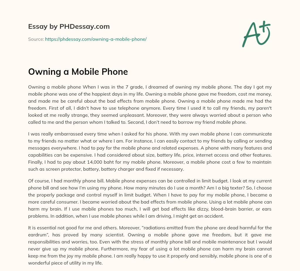 Owning a Mobile Phone (500 Words) - PHDessay.com
