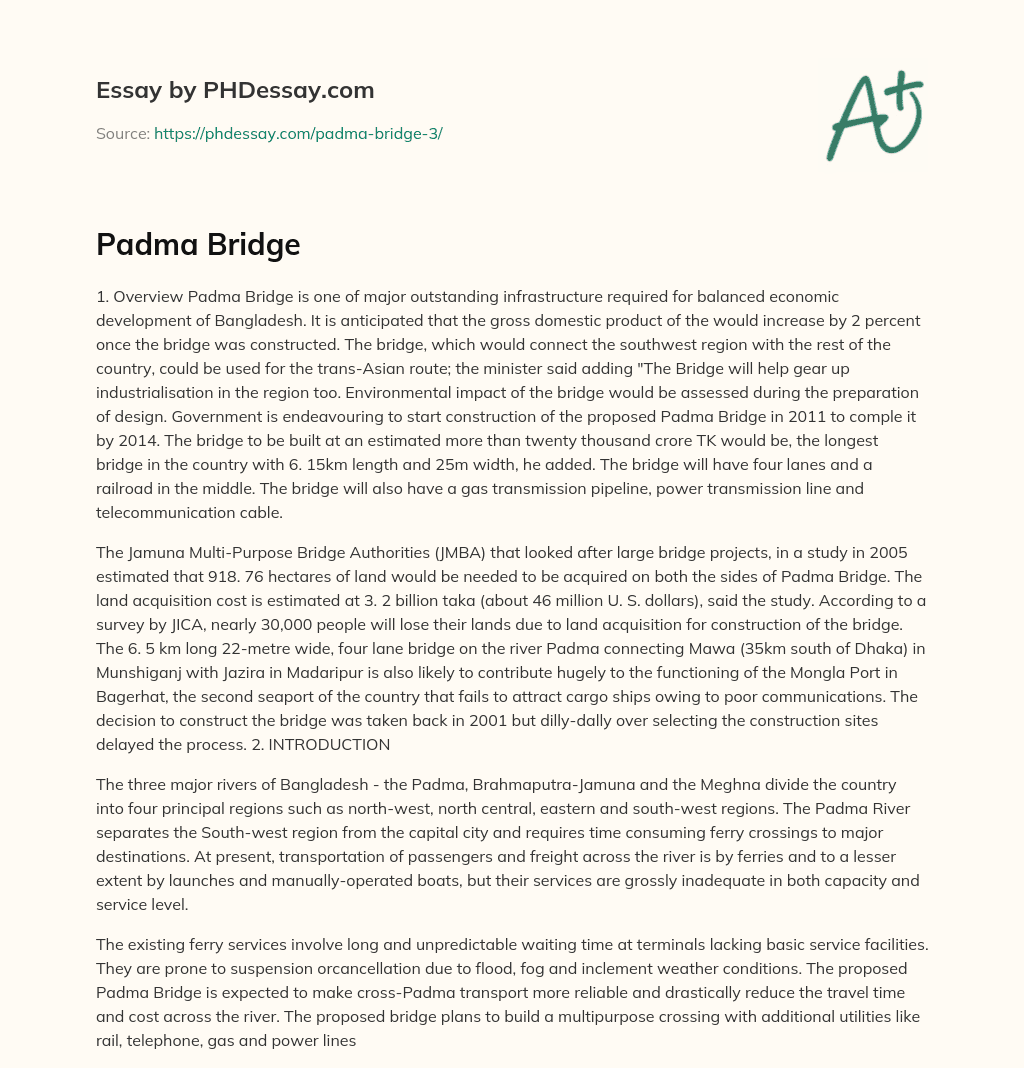 Padma Bridge Essay Example - PHDessay.com