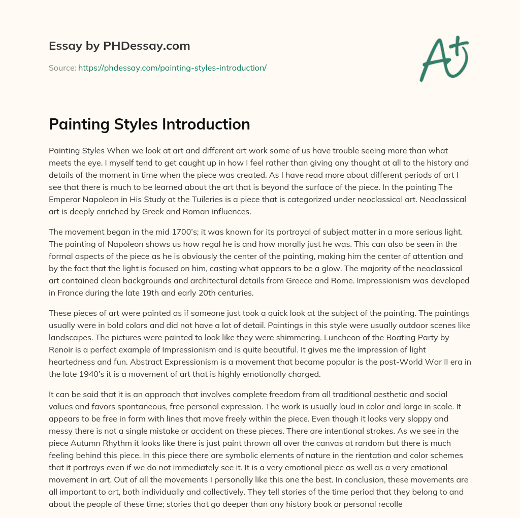 Painting Styles Introduction - PHDessay.com