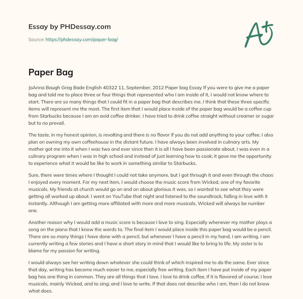 Paper Bag (500 Words) - PHDessay.com
