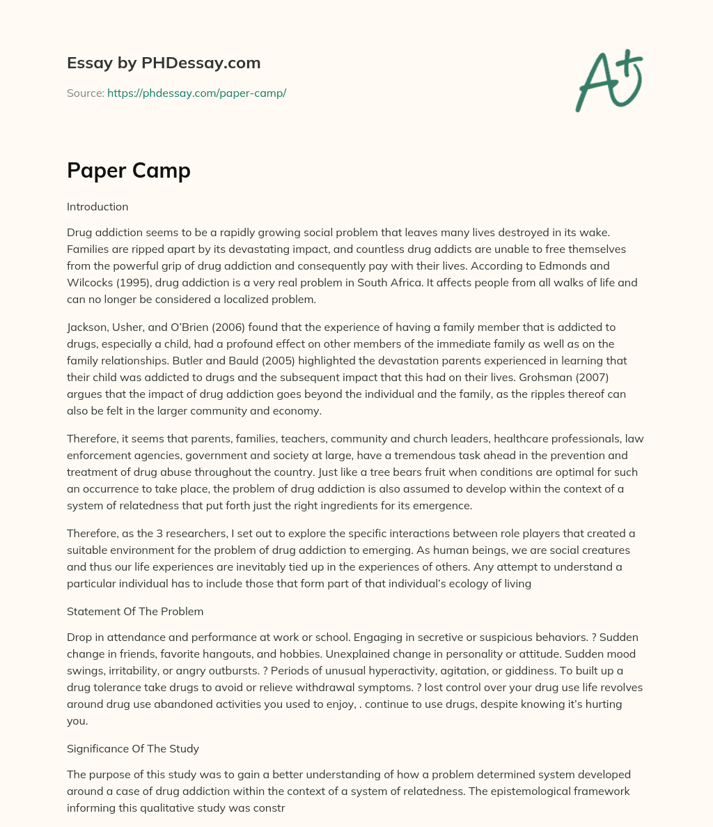 Paper Camp - PHDessay.com
