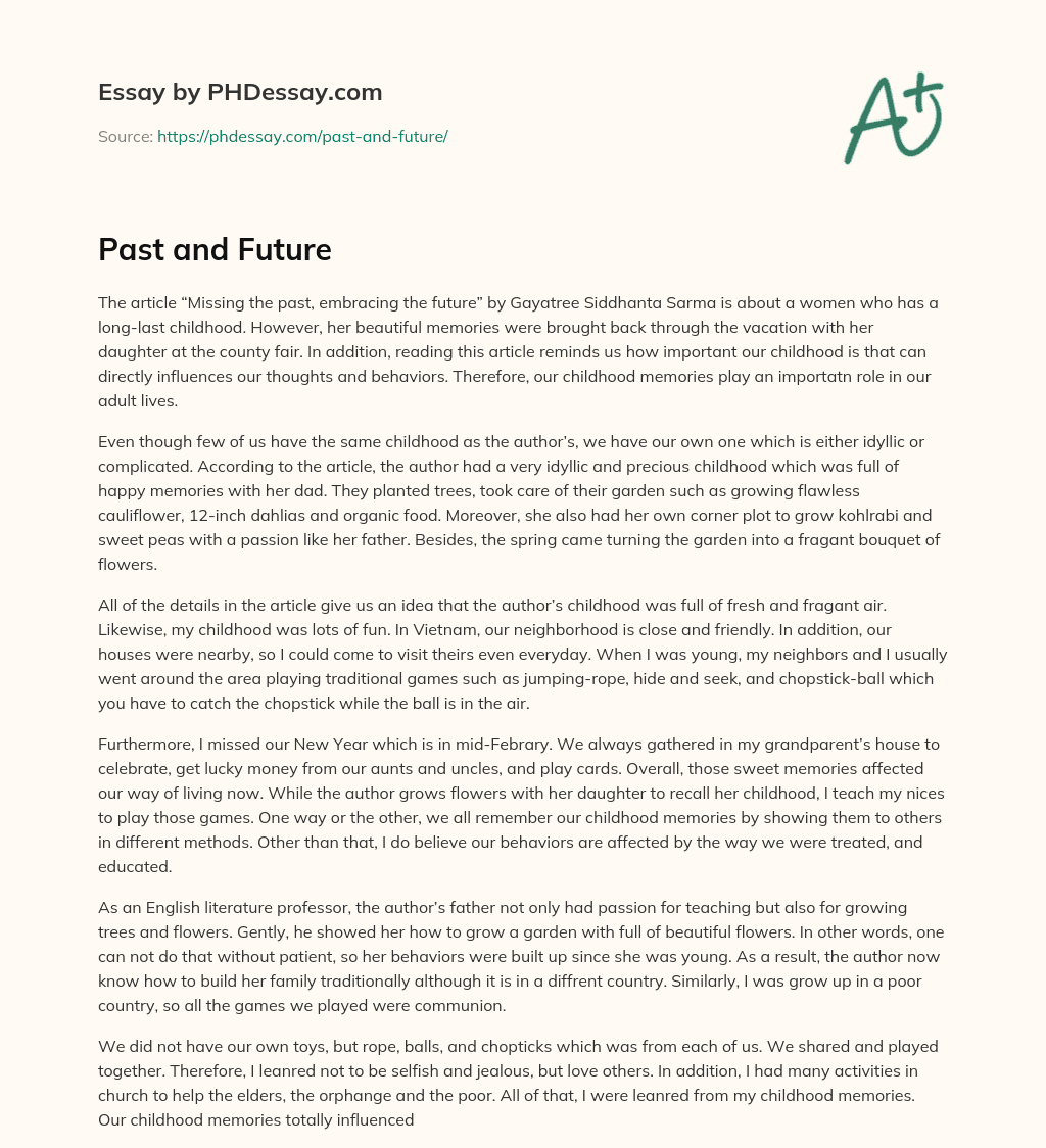 Past and Future (500 Words) - PHDessay.com