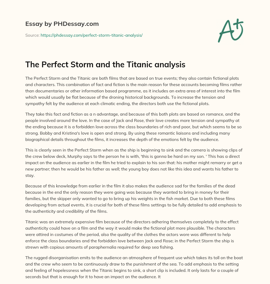 The Perfect Storm and the Titanic analysis - PHDessay.com
