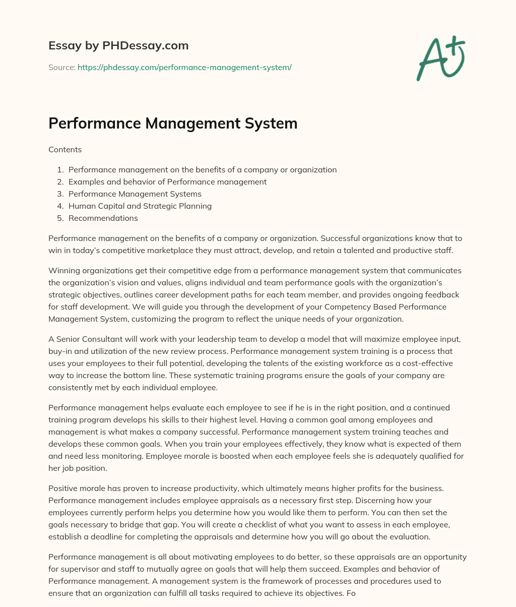 Performance Management System - PHDessay.com