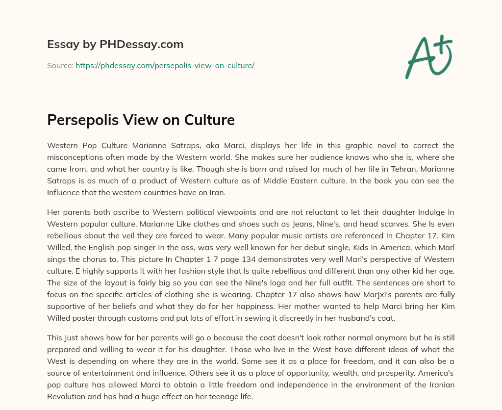 Persepolis View on Culture (400 Words) - PHDessay.com