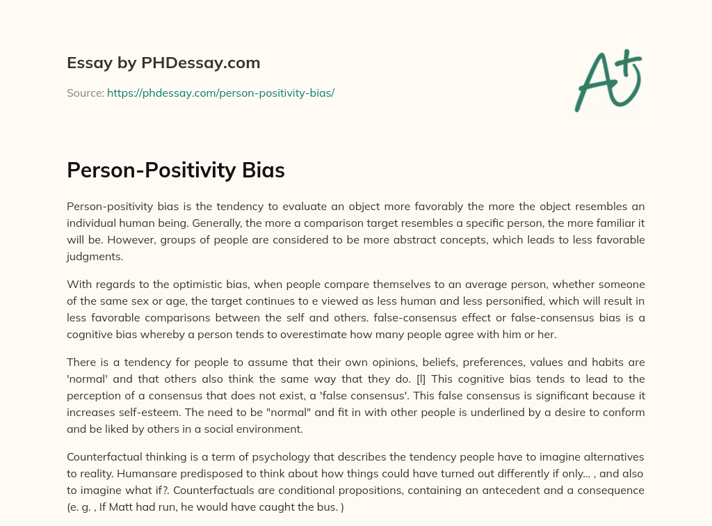 Person-Positivity Bias (300 Words) - PHDessay.com