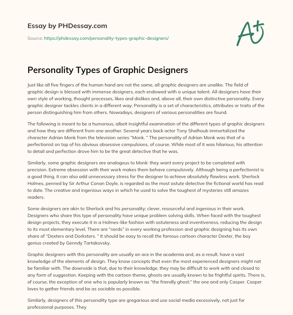 Personality Types of Graphic Designers - PHDessay.com