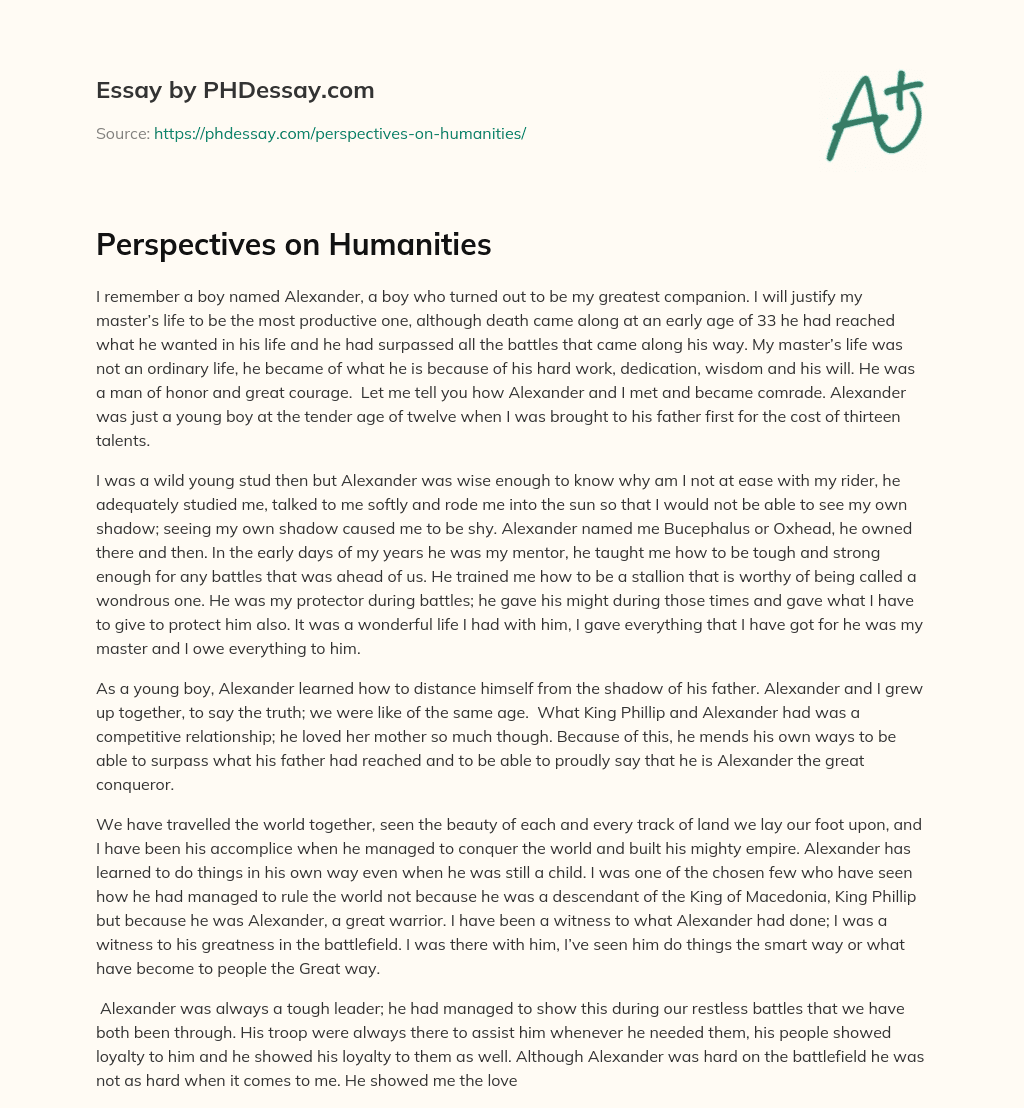 Perspectives on Humanities - PHDessay.com