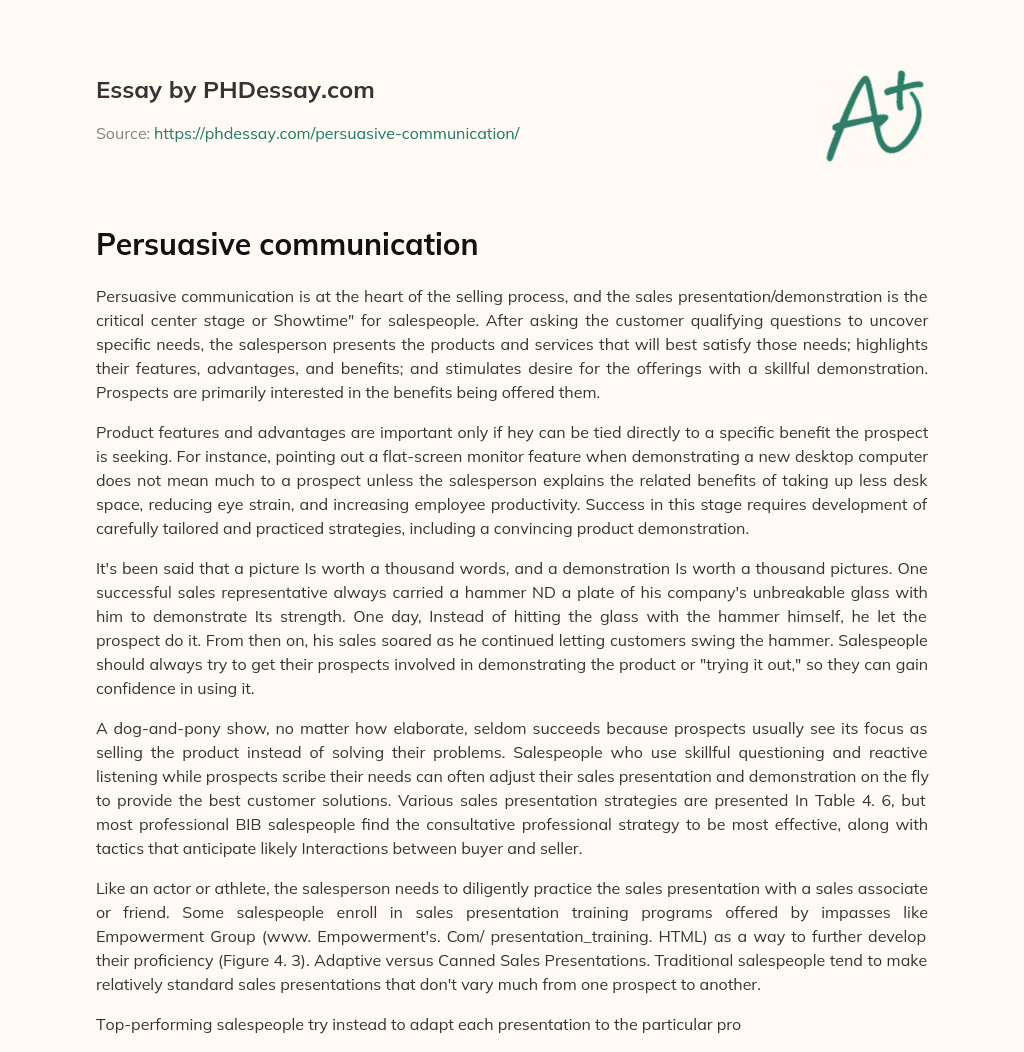 Persuasive Communication Essay Example PHDessay Persuasive Communication Essay Example PHDessay