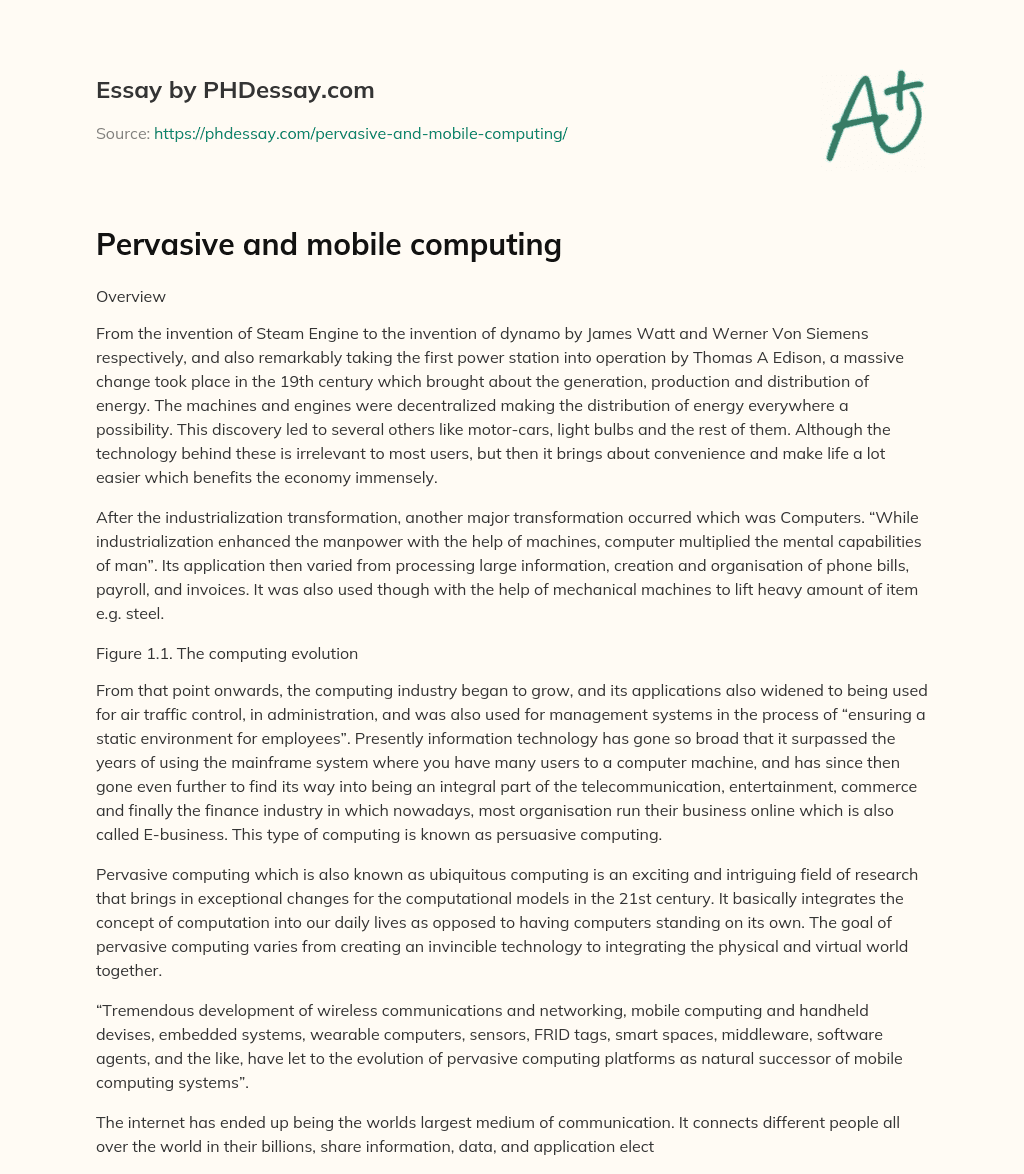 Pervasive and mobile computing - PHDessay.com