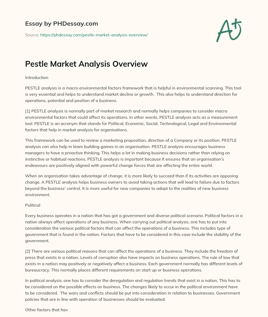 Pestle Market Analysis Overview - PHDessay.com