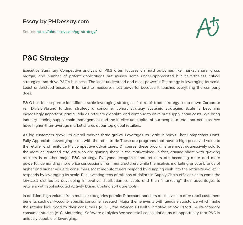 P&G Strategy (400 Words) - PHDessay.com