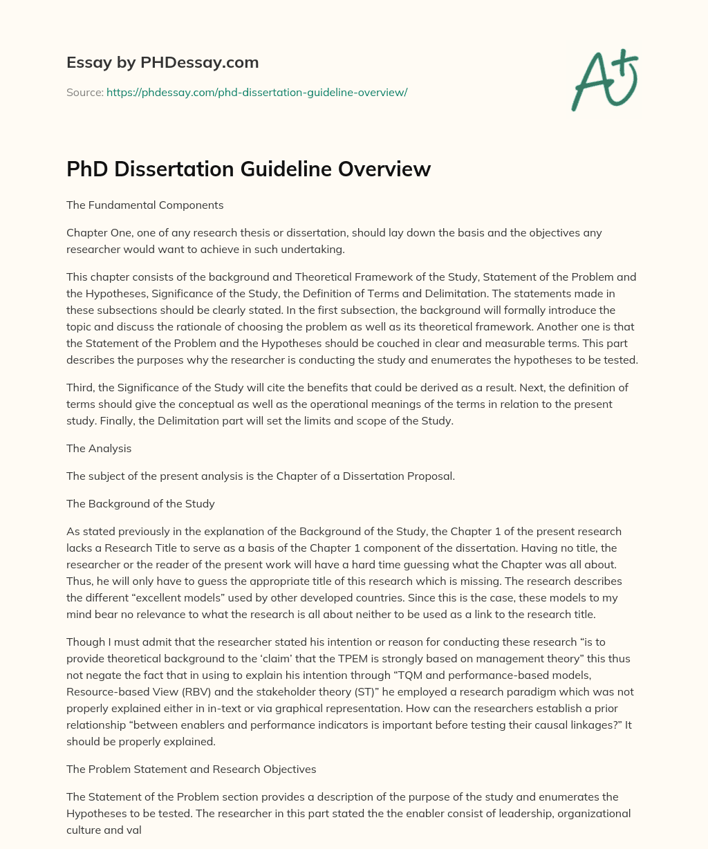 PhD Dissertation Guideline Overview - PHDessay.com