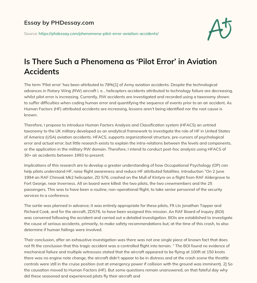 Is There Such a Phenomena as ‘Pilot Error’ in Aviation Accidents ...