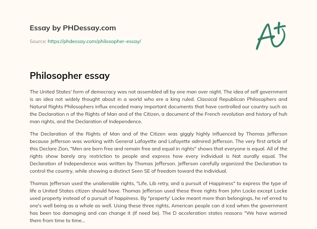 Philosopher essay (300 Words) - PHDessay.com