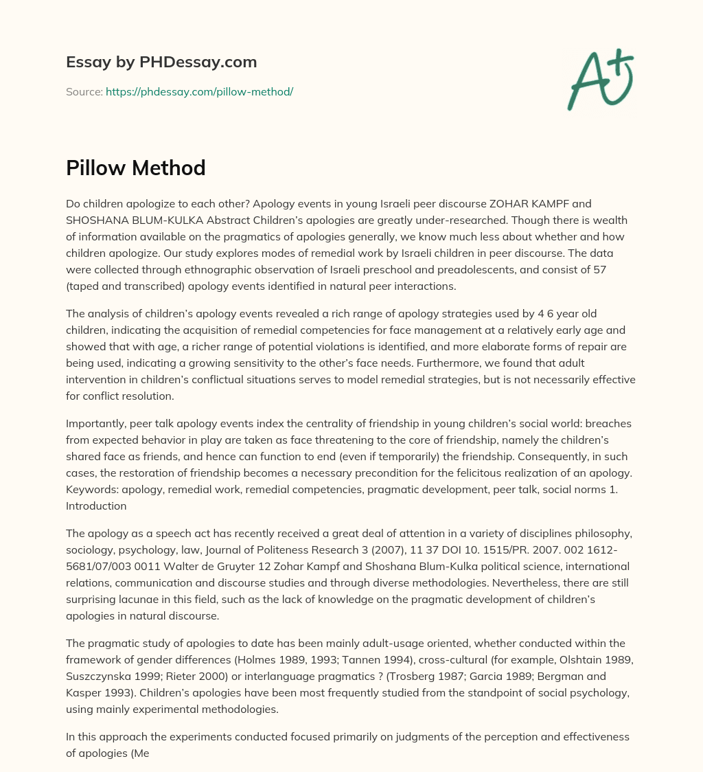 Pillow Method - PHDessay.com