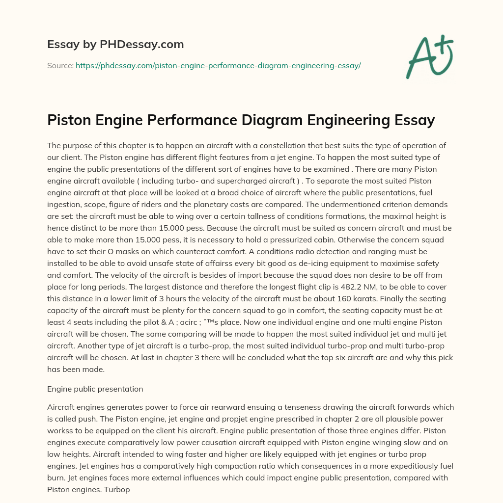 Piston Engine Performance Diagram Engineering Essay - PHDessay.com