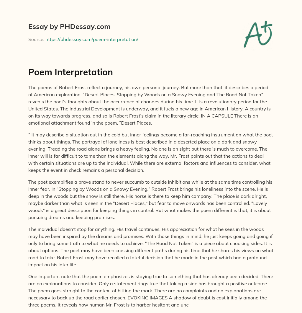 Poem Interpretation - PHDessay.com