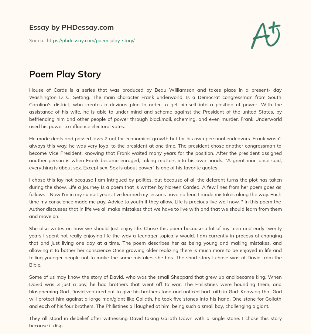 Poem Play Story - PHDessay.com