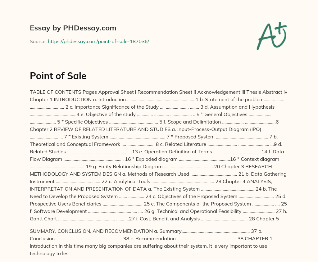 Point of Sale - PHDessay.com