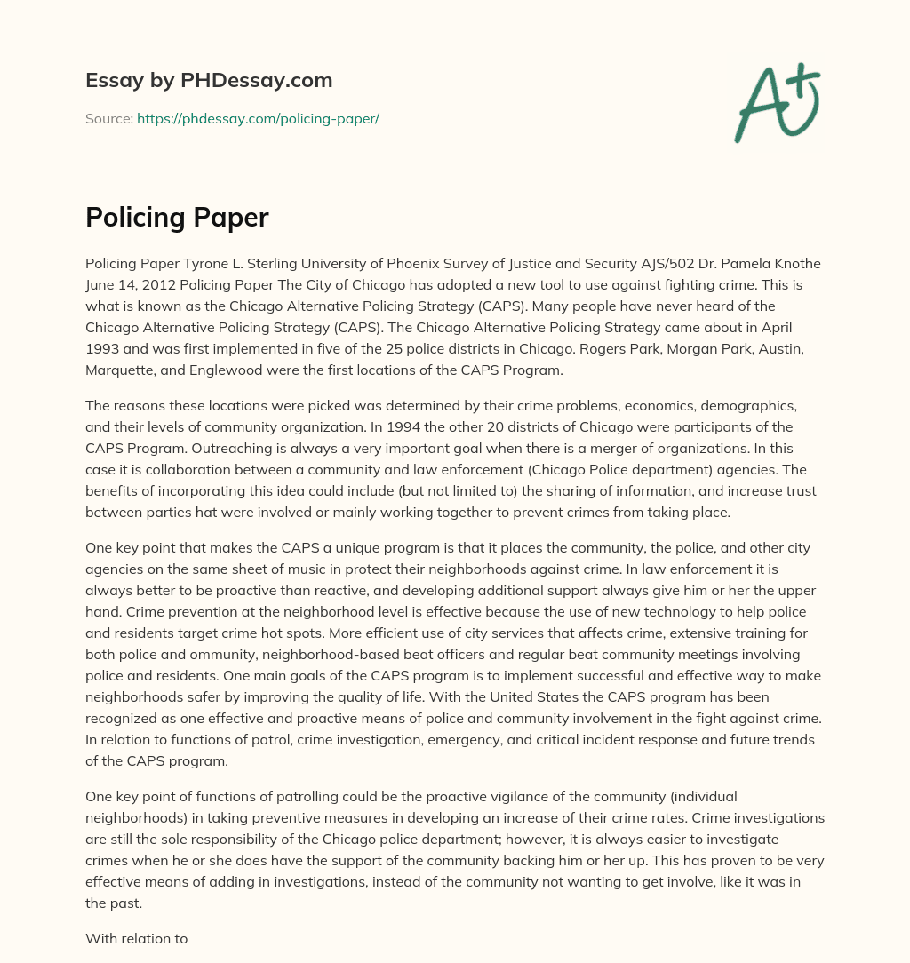 Policing Paper - PHDessay.com