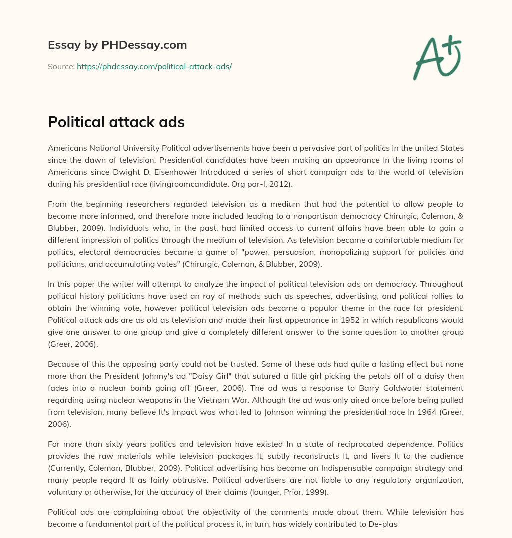 Political attack ads - PHDessay.com