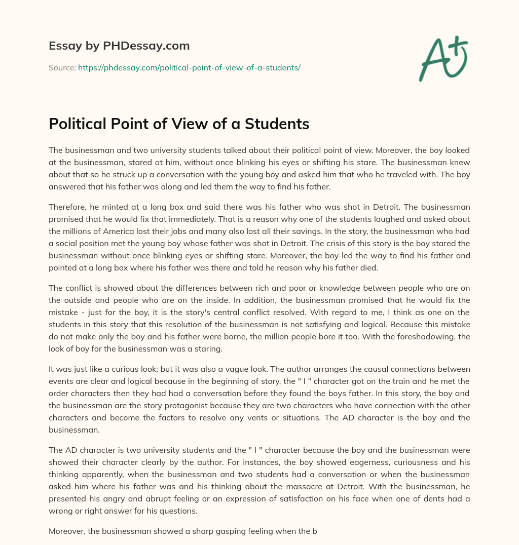 Political Point of View of a Students - PHDessay.com