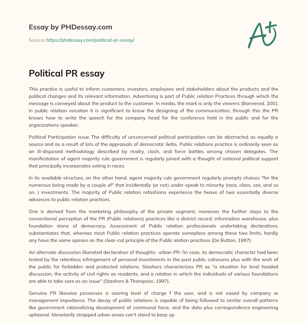 Political PR essay - PHDessay.com