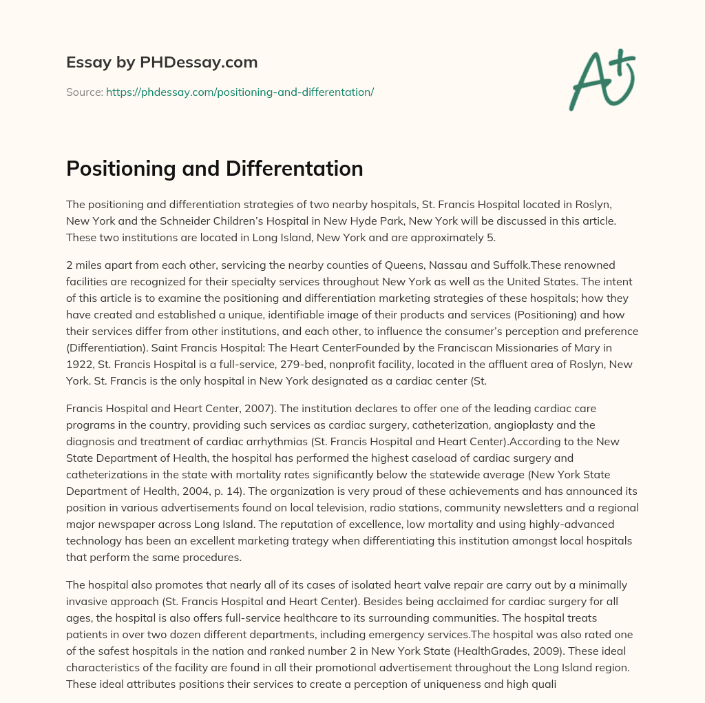 Positioning and Differentation - PHDessay.com