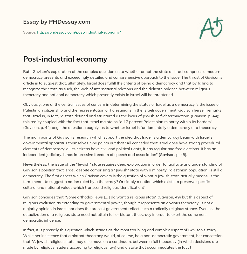 Post-industrial economy - PHDessay.com