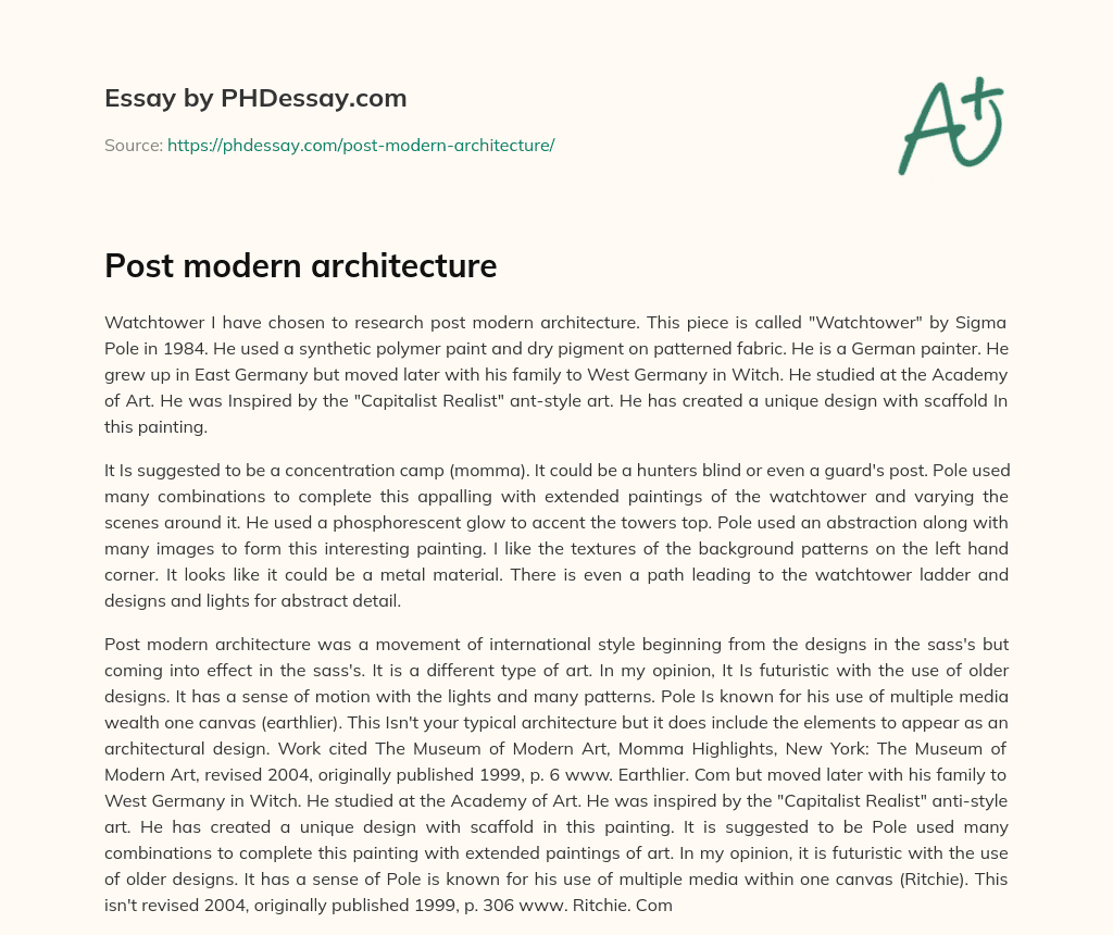 Post modern architecture (400 Words) - PHDessay.com