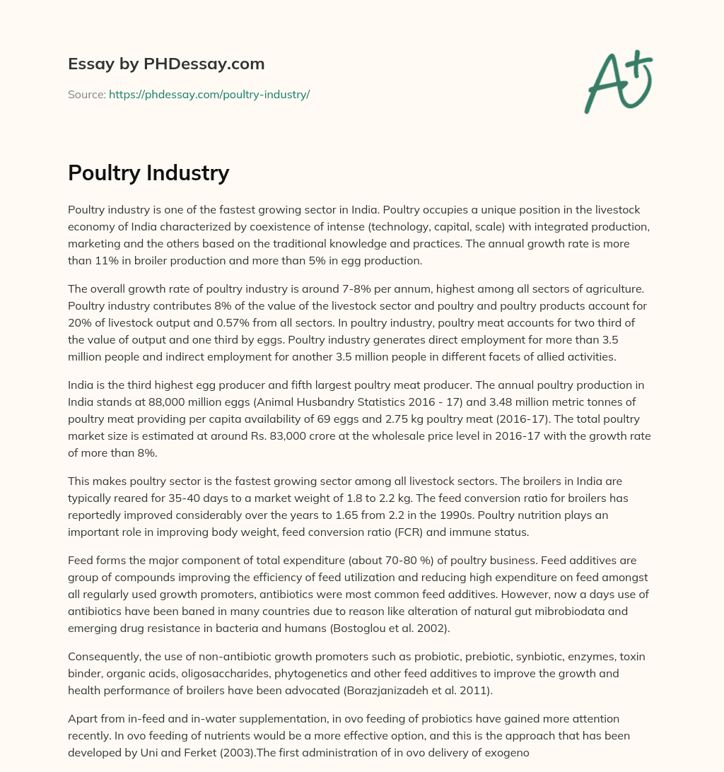 Poultry Industry - PHDessay.com