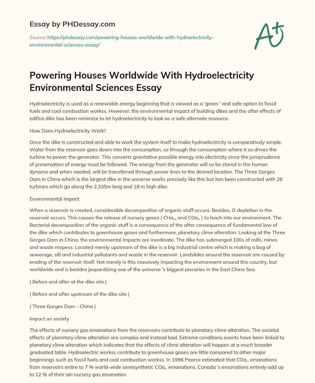 Powering Houses Worldwide With Hydroelectricity Environmental Sciences ...