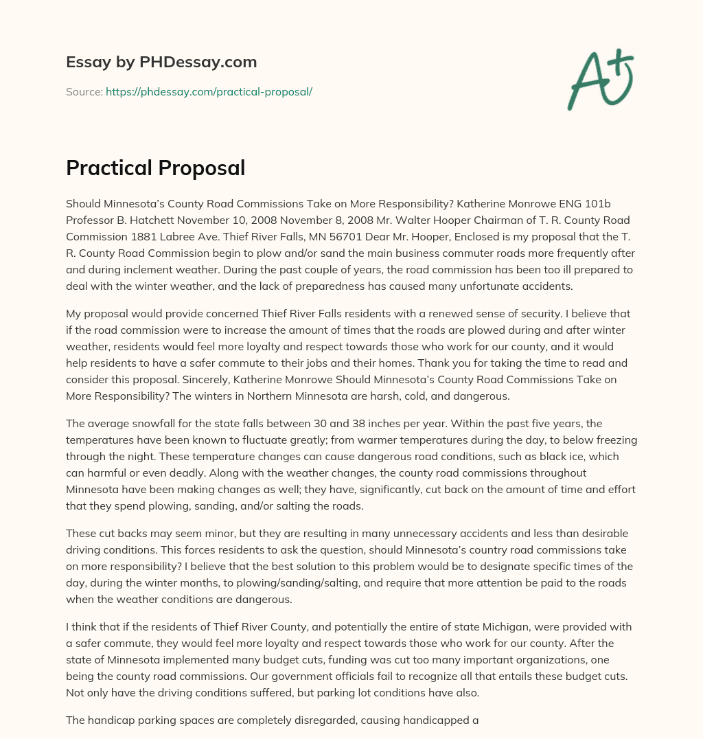 Practical Proposal - PHDessay.com