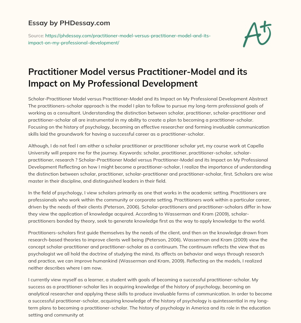 Practitioner Model Versus Practitioner-Model And Its Impact On My ...