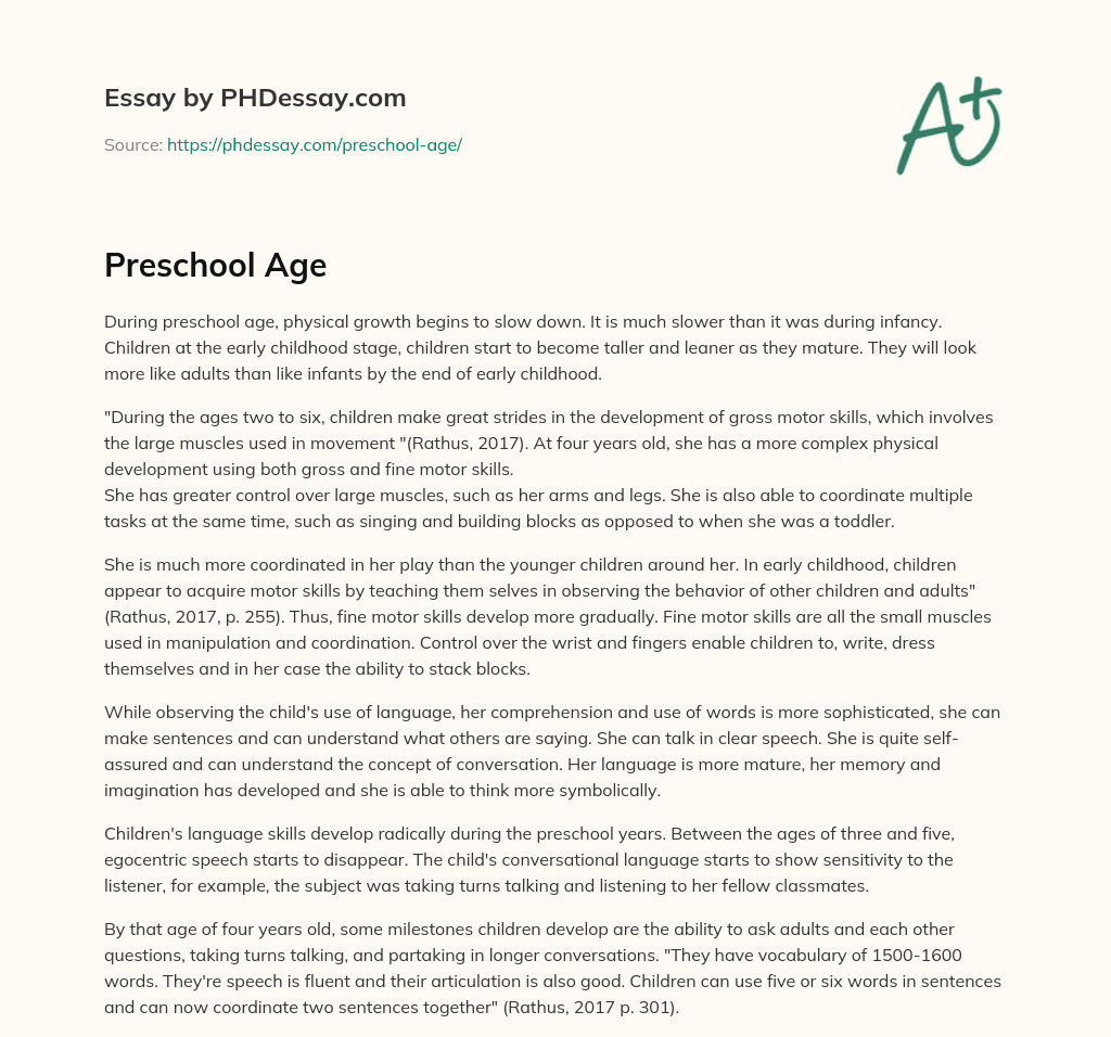 Preschool Age - PHDessay.com