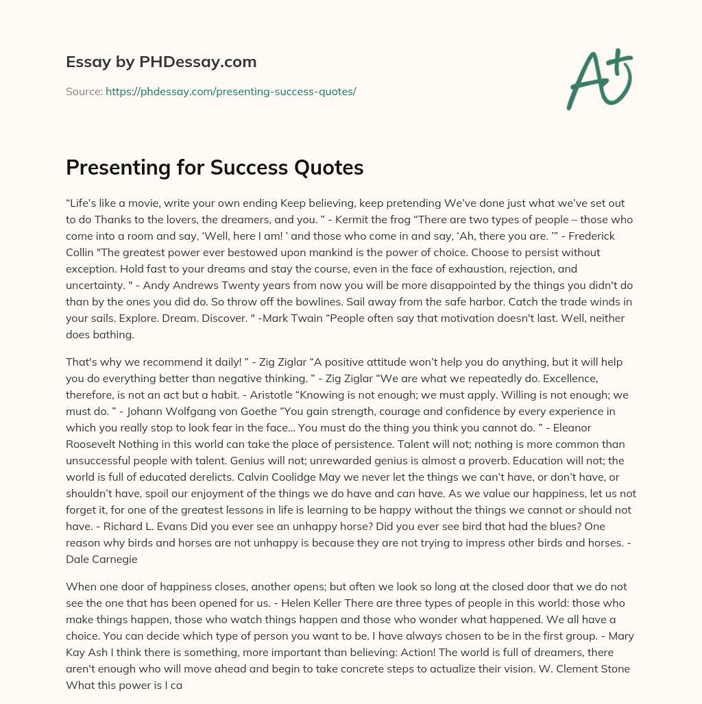 Presenting for Success Quotes - PHDessay.com