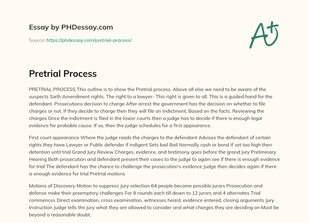 Pretrial Process (300 Words) - PHDessay.com