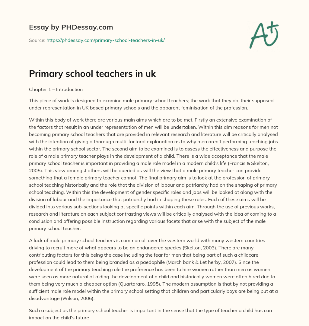 Primary school teachers in uk - PHDessay.com