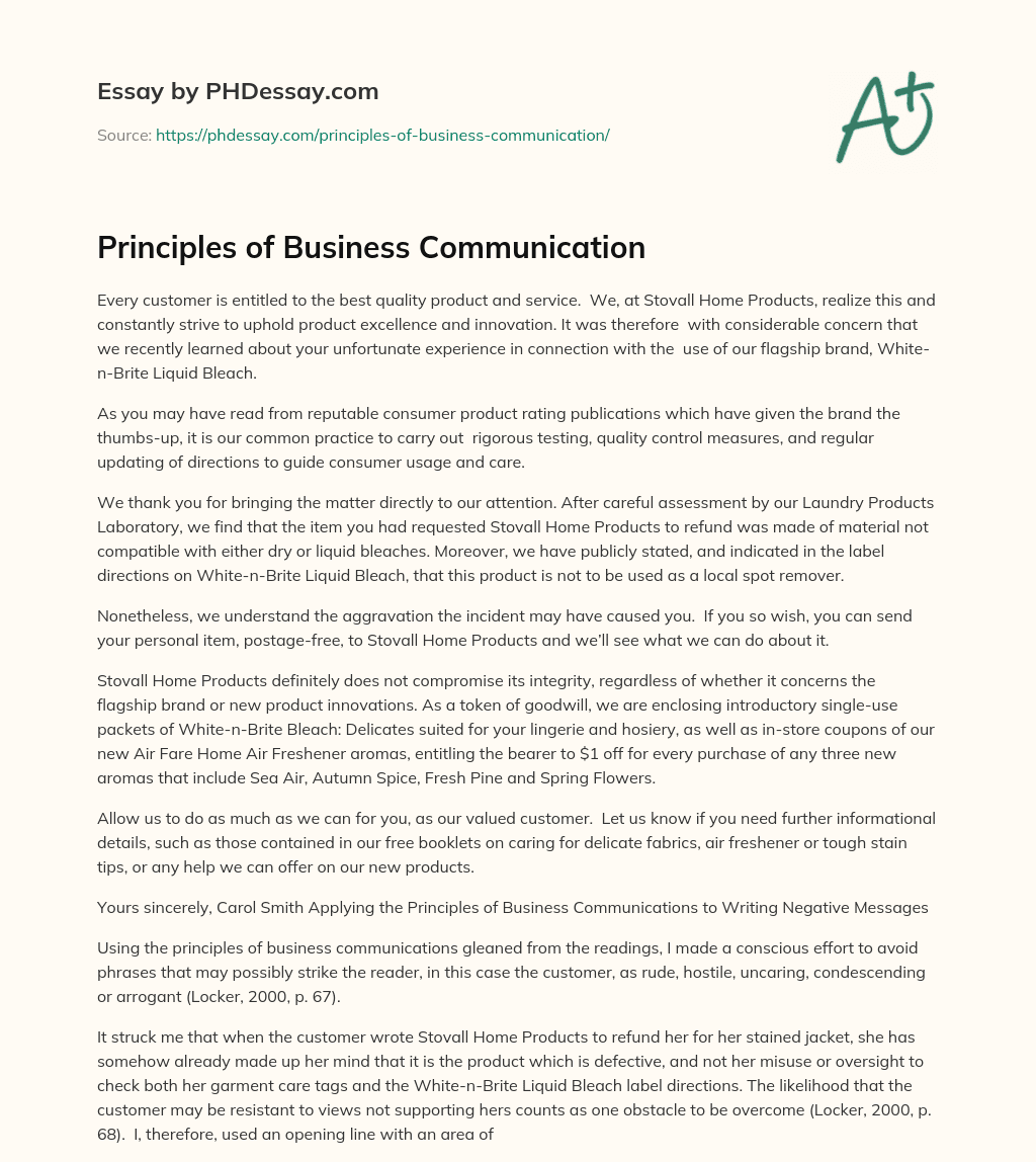 Principles of Business Communication - PHDessay.com