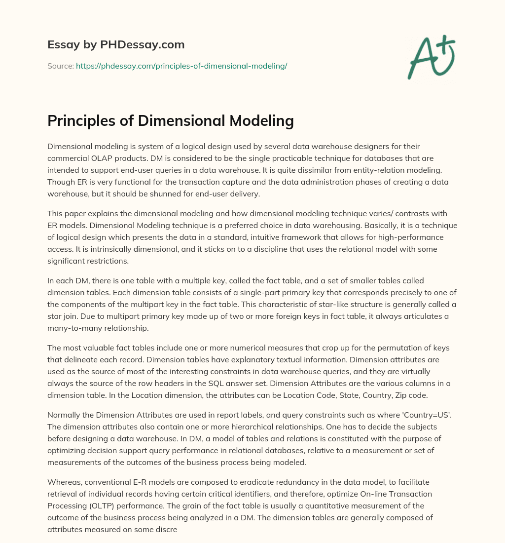 Principles of Dimensional Modeling - PHDessay.com